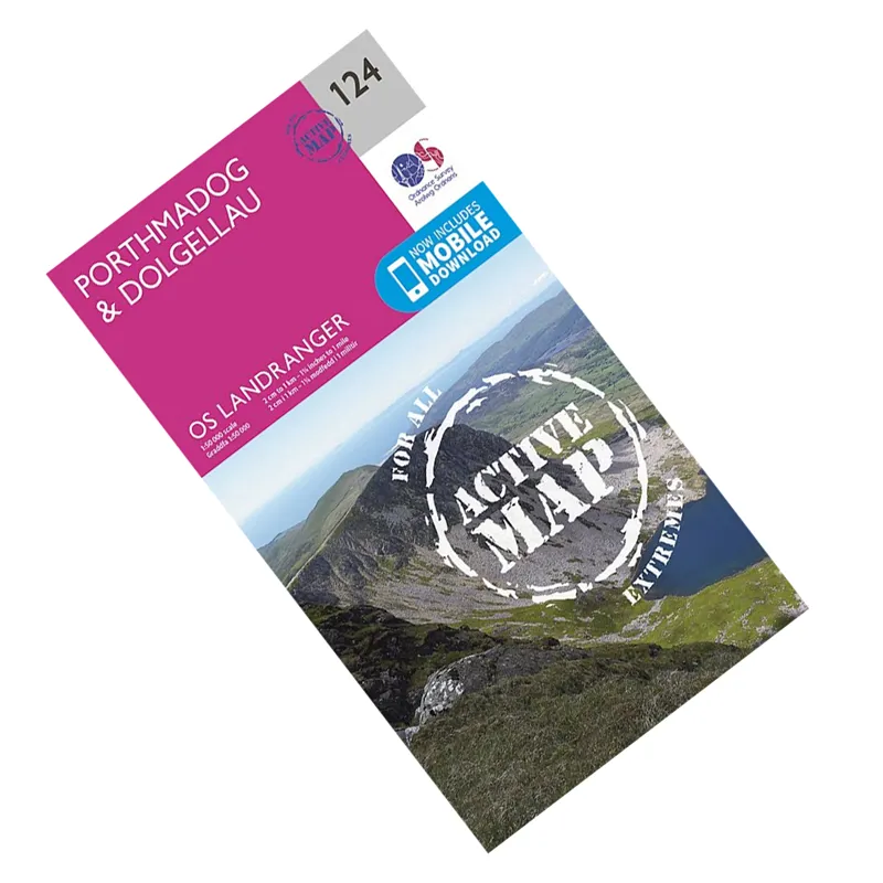 OS Landranger 124 - Porthmadog Dolgellau 1:50000 Map - Laminate